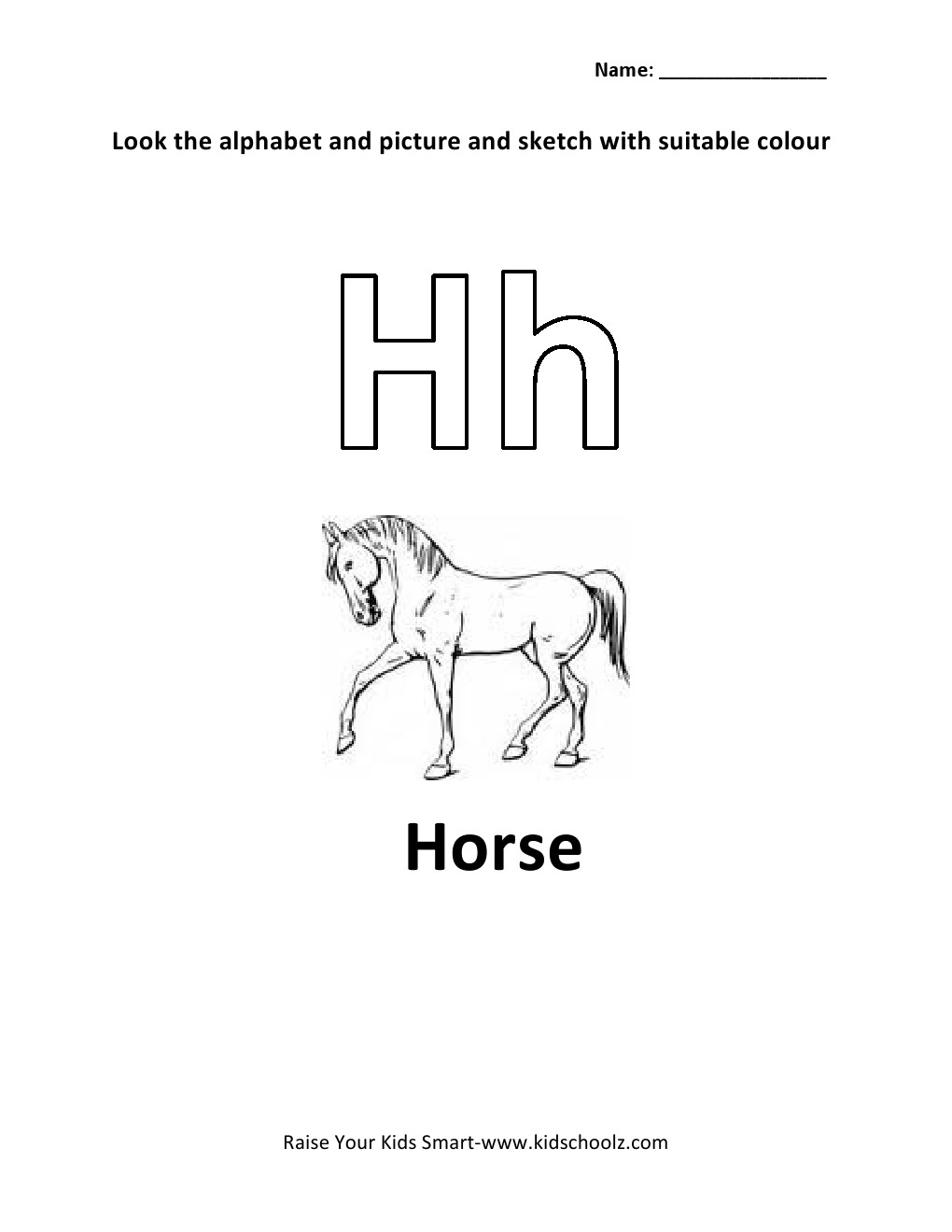 Alphabets Colouring Worksheets H Kidschoolz Alphabets Colouring Worksheets H Kidschoolz