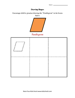 Drawing Worksheet - Parallelogram Shape - Kidschoolz