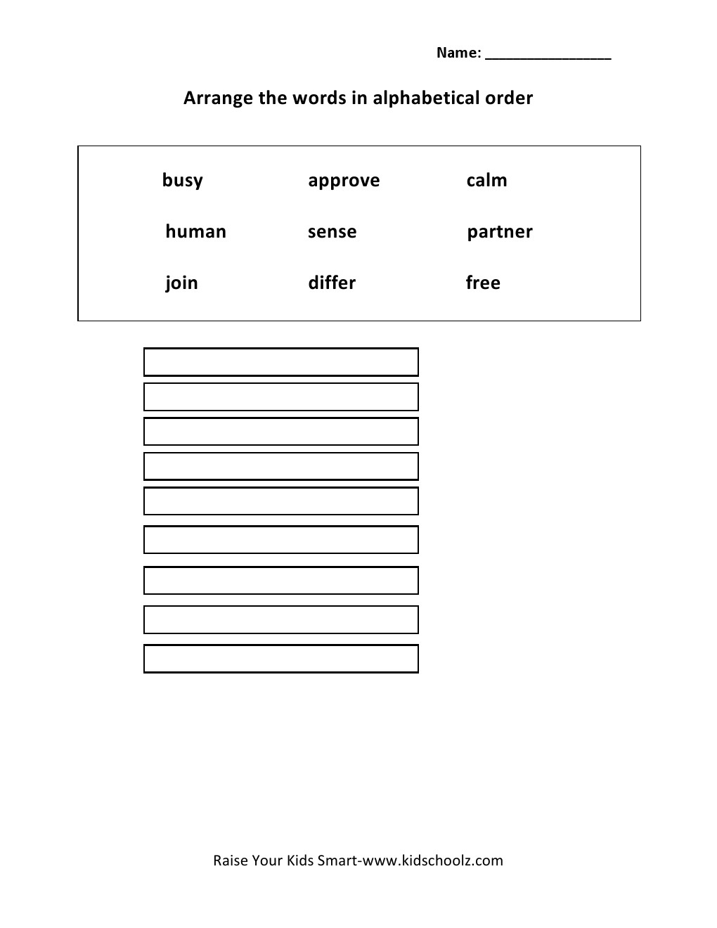Grade 4 Alphabetical Order Worksheet 2 Kidschoolz