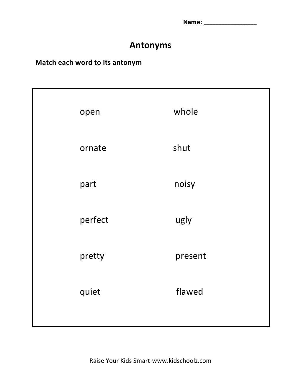 Grade 4 - Antonyms Worksheet 3 - Kidschoolz