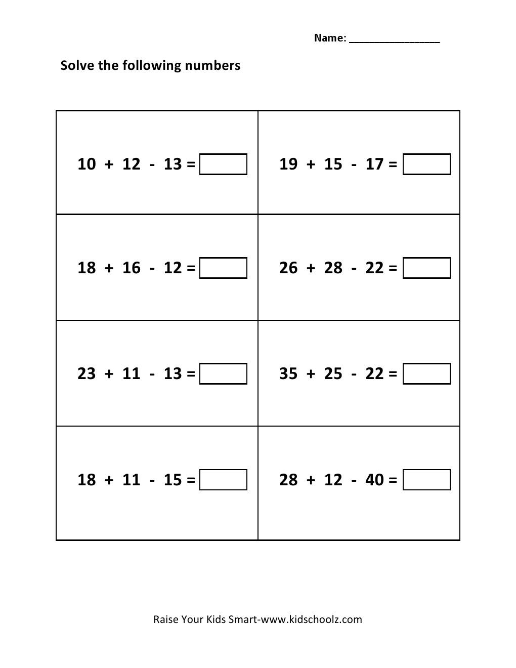 Grade 3 - Order of Operation Worksheet 2 - Kidschoolz