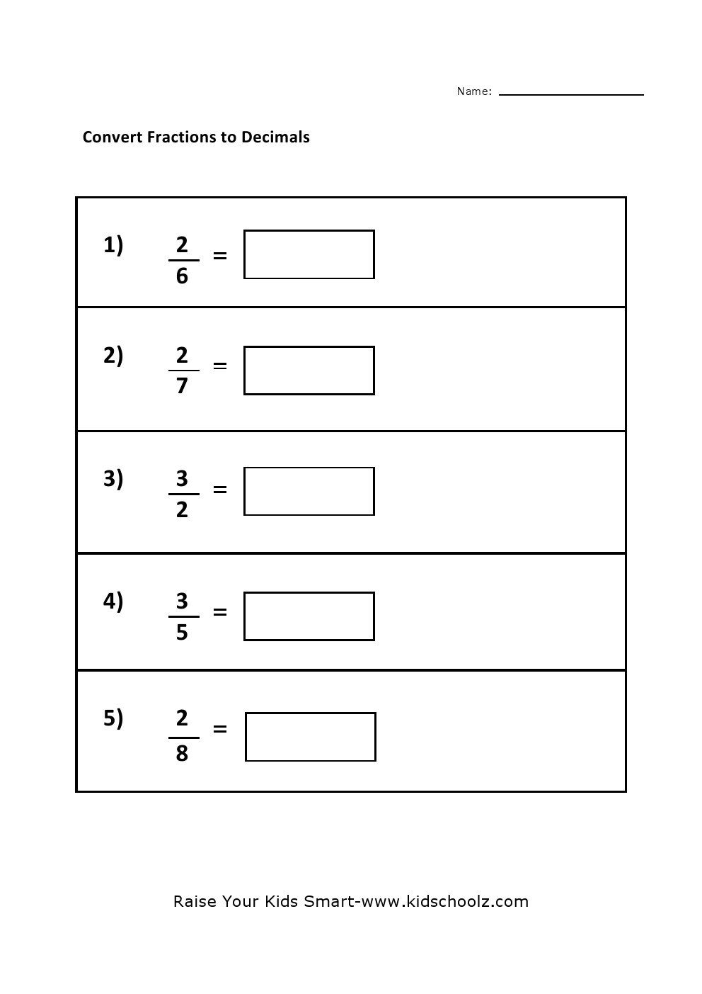 Grade 5 Convert Fraction To Decimal Worksheet 3 Kidschoolz grade-5-convert-fraction-to-decimal-worksheet-3-kidschoolz