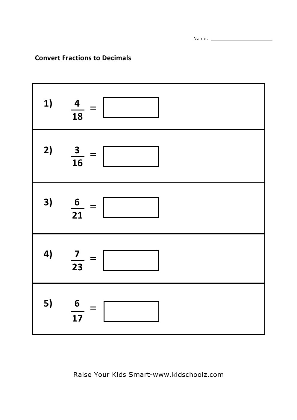 Grade 5 Convert Fraction To Decimal Worksheet 5 Kidschoolz Grade 5 Convert Fraction To Decimal Worksheet 5 Kidschoolz