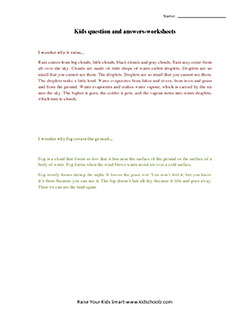 Kids Advanced Question And Answer Worksheets - Kidschoolz