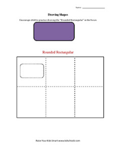 Drawing Worksheet - Rounded Rectangular Shape - Kidschoolz