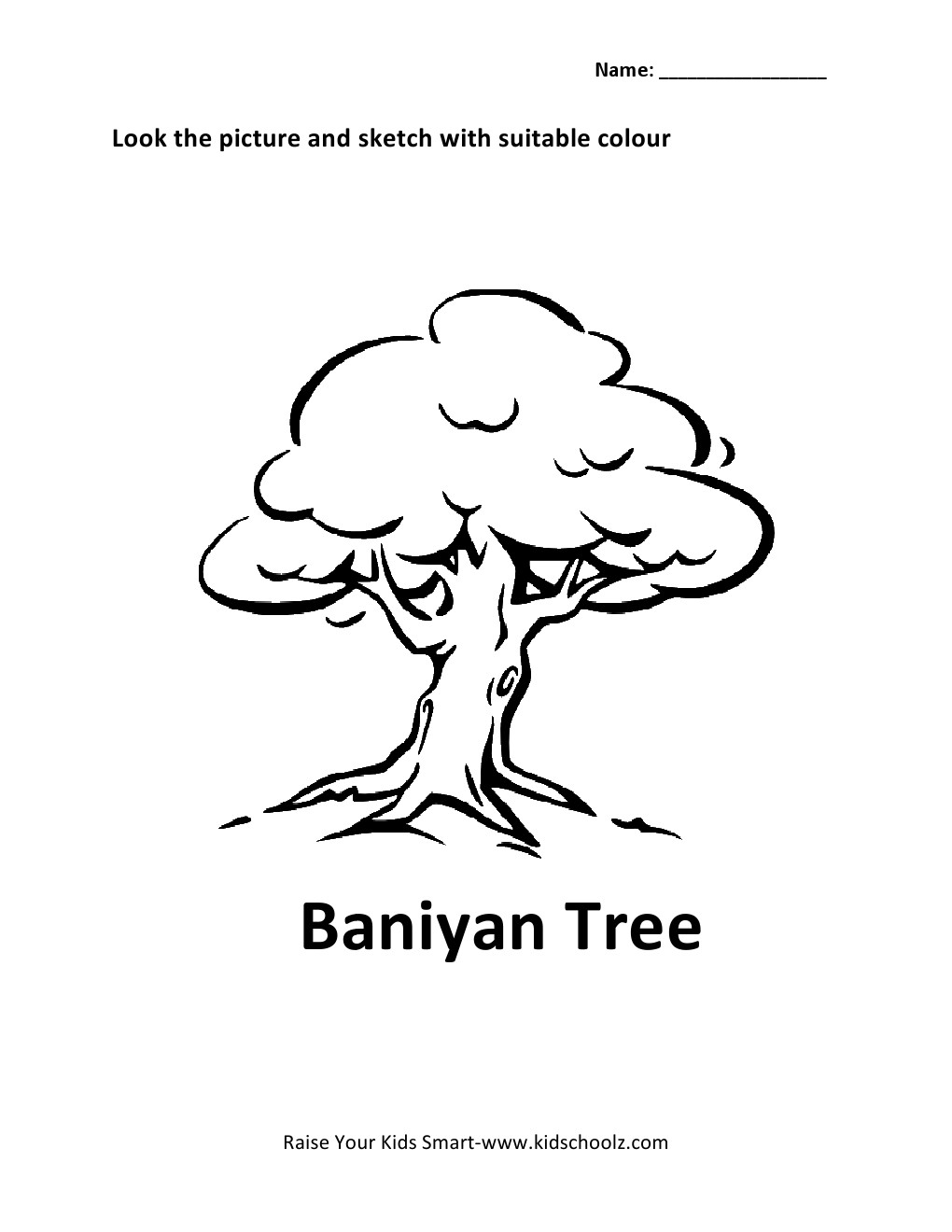 Banyan Tree Colouring Pages At Getcoloringscom Free