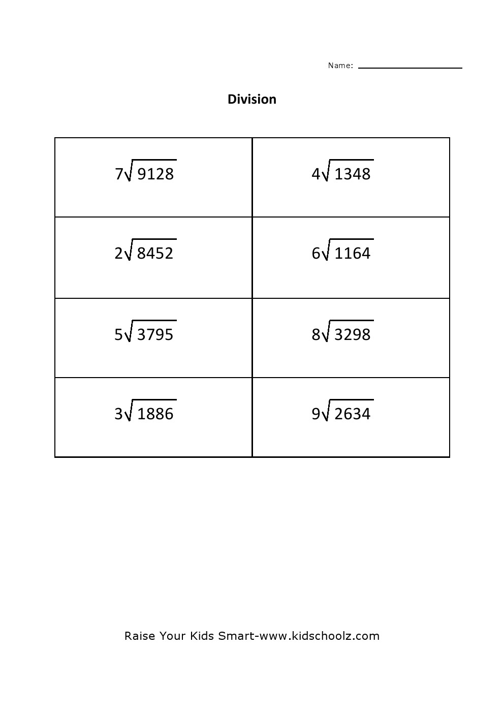 Division Worksheets For Grade 4