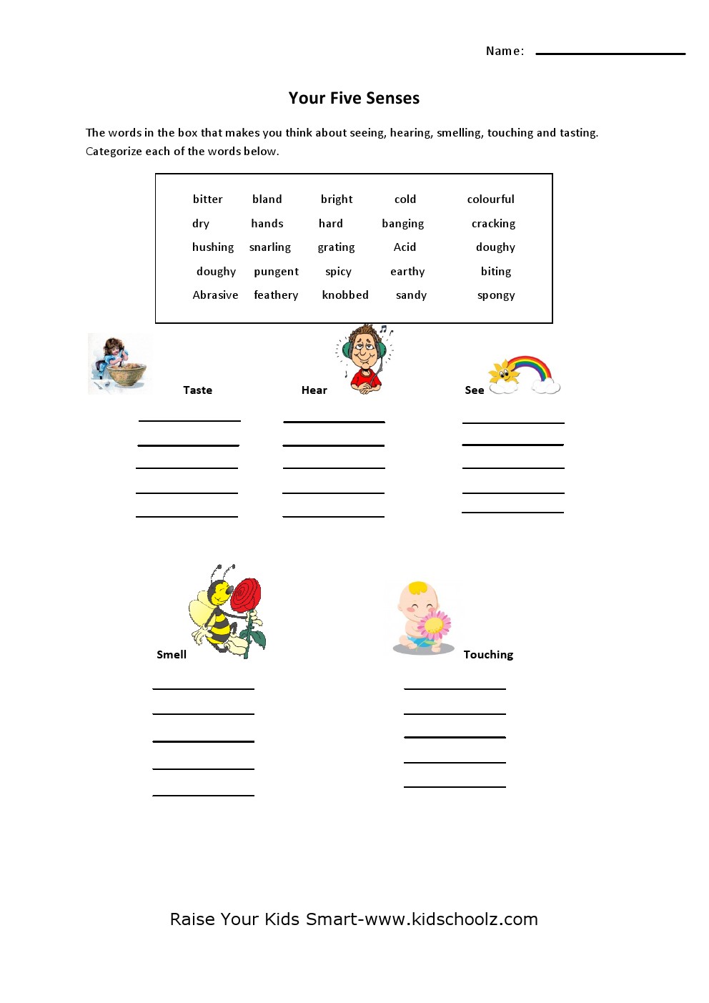 Sense Of Hearing Worksheet