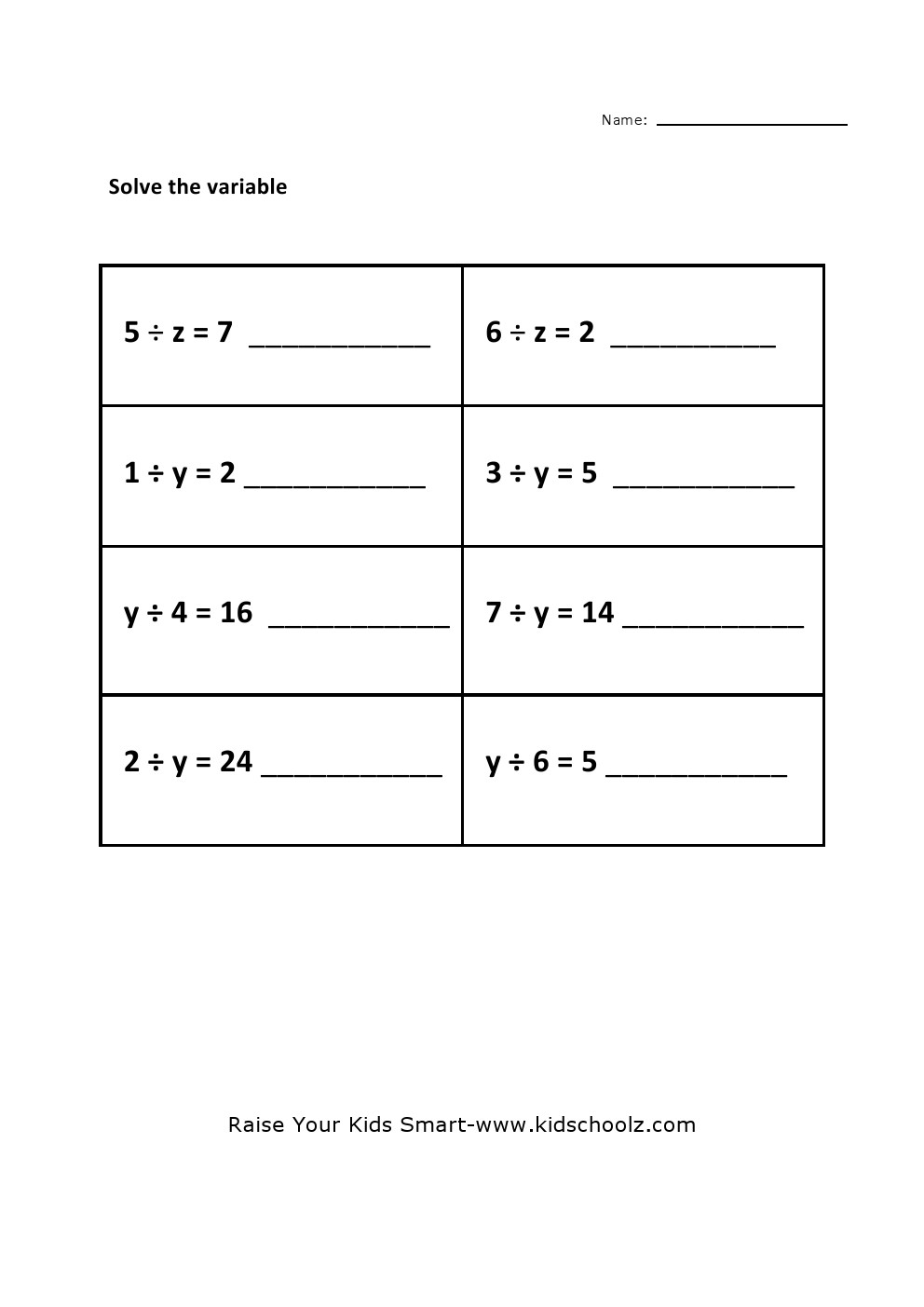 7th Grade Pre Algebra Worksheets