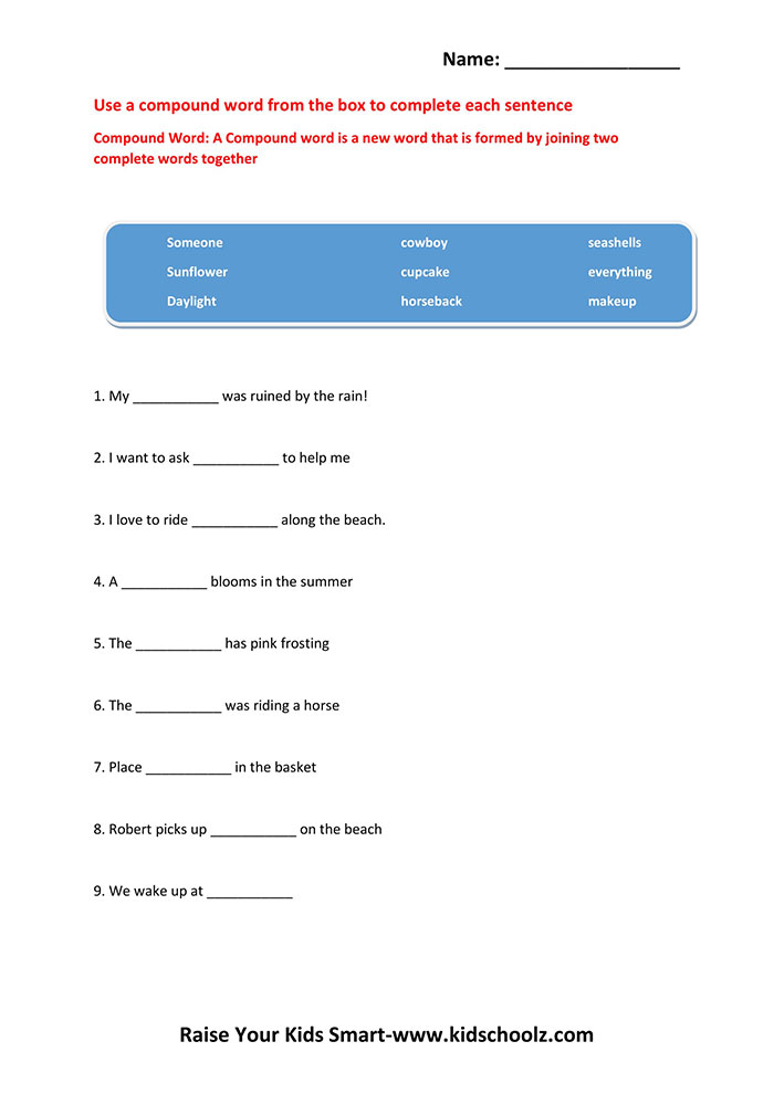 Compound Words Worksheets Grade 5