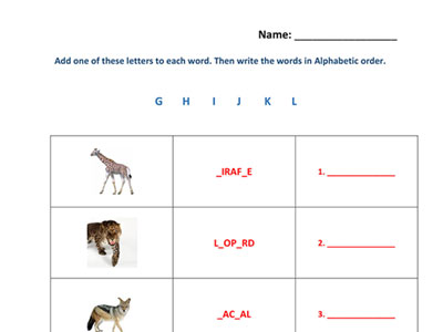 Grade 2 Alphabetic Worksheet 2 - Kidschoolz
