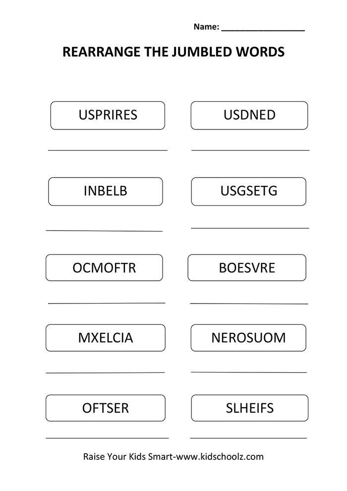 Jumbled Words Worksheets For Grade 4 K5 Learning Class 4 Jumbled